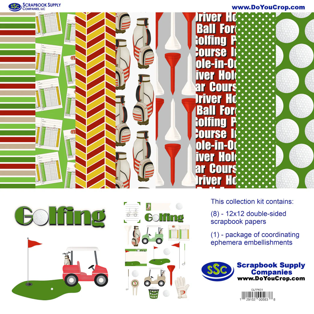 SSC -Golfing 12 x 12 Scrapbook Paper & Embellishment Kit – SO scrappy ...